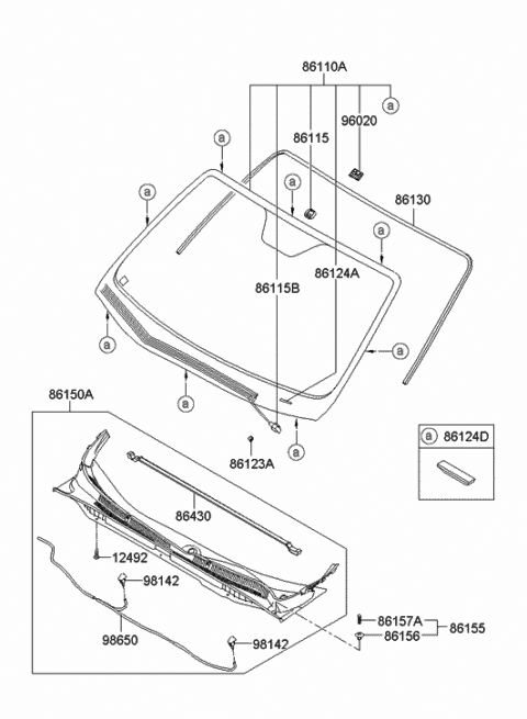 86110-3J290 Genuine Hyundai Windshield Glass Assembly