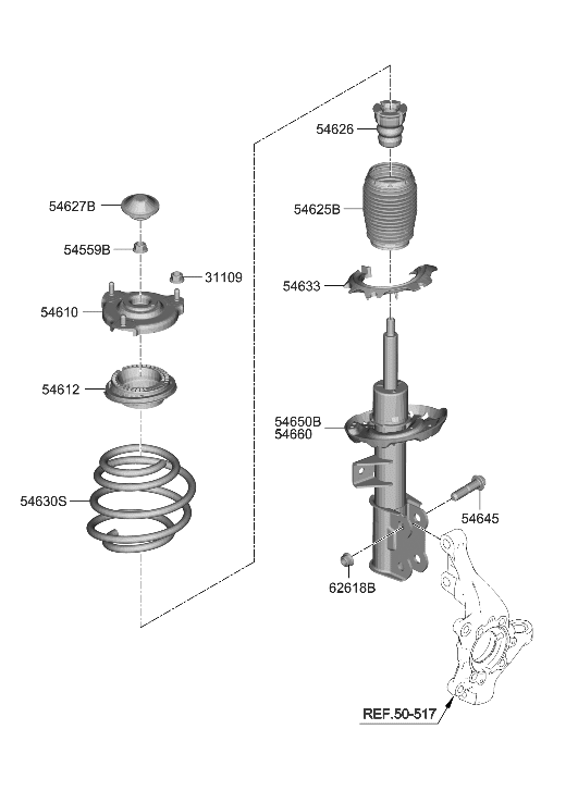 54650-L1960 Genuine Hyundai STRUT ASSY-FR,LH