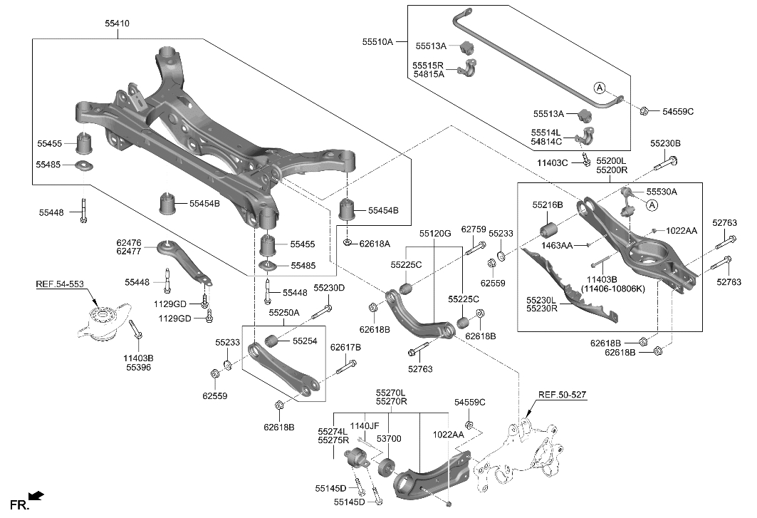 55271-L5000 Genuine Hyundai Arm Assembly-RR Trailing Arm,RH