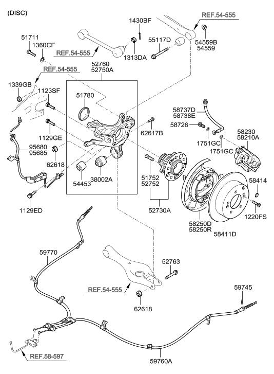 58737-2H050 Genuine Hyundai Hose-Brake Rear,LH