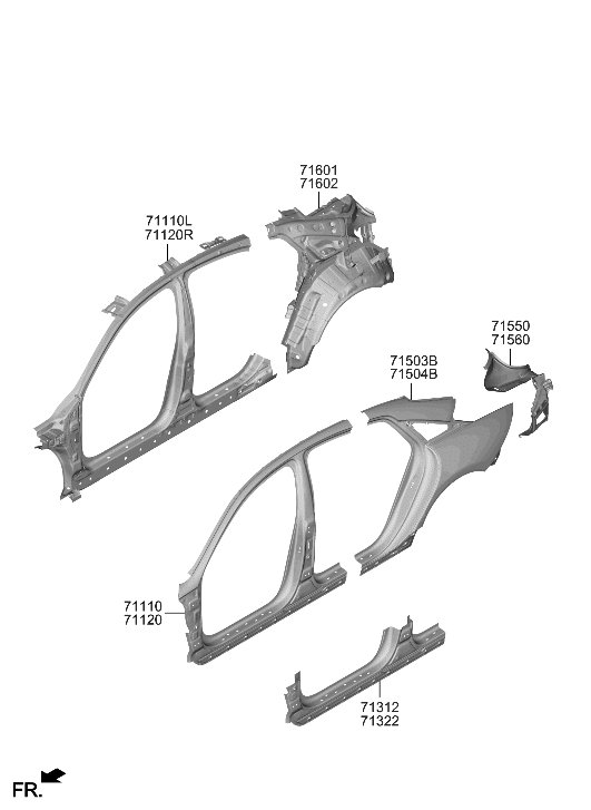 71120-KL000 Genuine Hyundai REINF ASSY-SIDE COMPLETE,RH