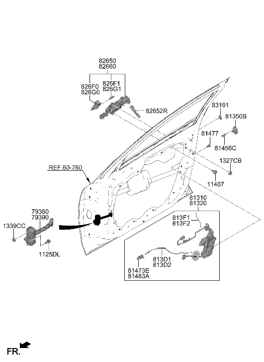 826F0-KL000 Genuine Hyundai ACTUATOR-DR O/S HDL,LH