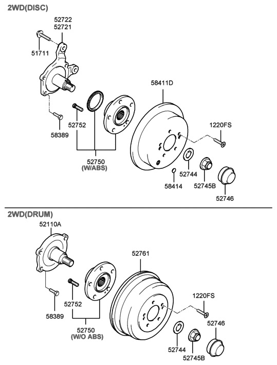 52710-3A101 Genuine Hyundai Rear Wheel Hub Assembly