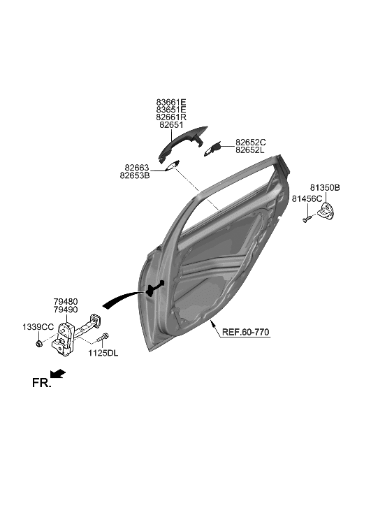83661-L0ZA0 Genuine Hyundai HANDLE-REAR DOOR OUTSIDE,RH