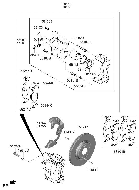 58180-L0AZA Genuine Hyundai CALIPER KIT-BRAKE,LH