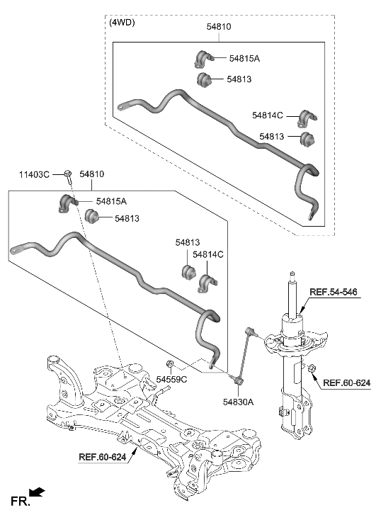 54810-J9700 Genuine Hyundai Bar Assembly-FR STABILIZER