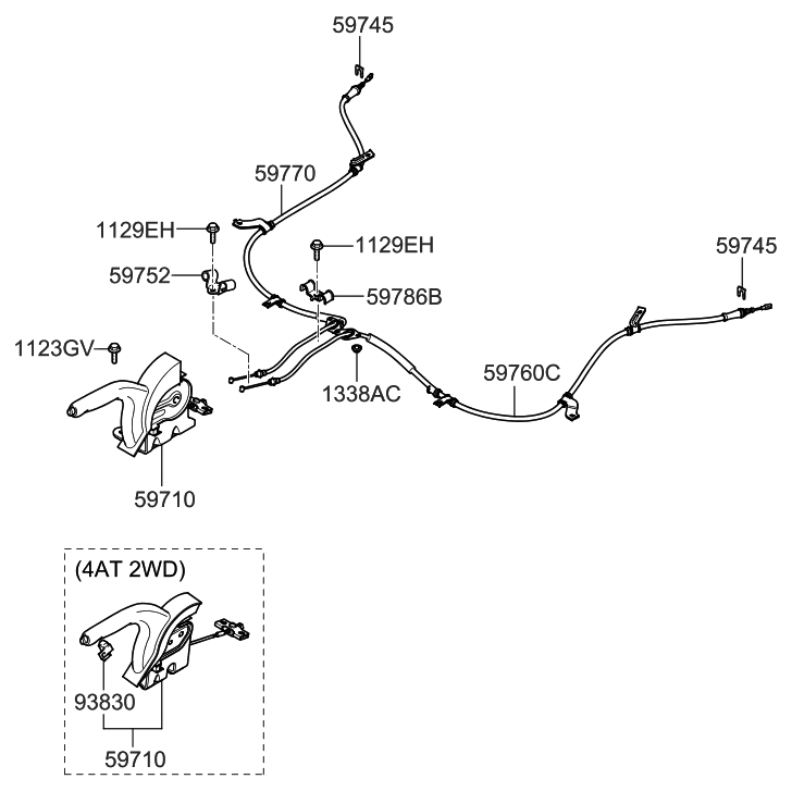 59770-0A000--DS Genuine Hyundai Cable Assembly-Parking Brake,RH