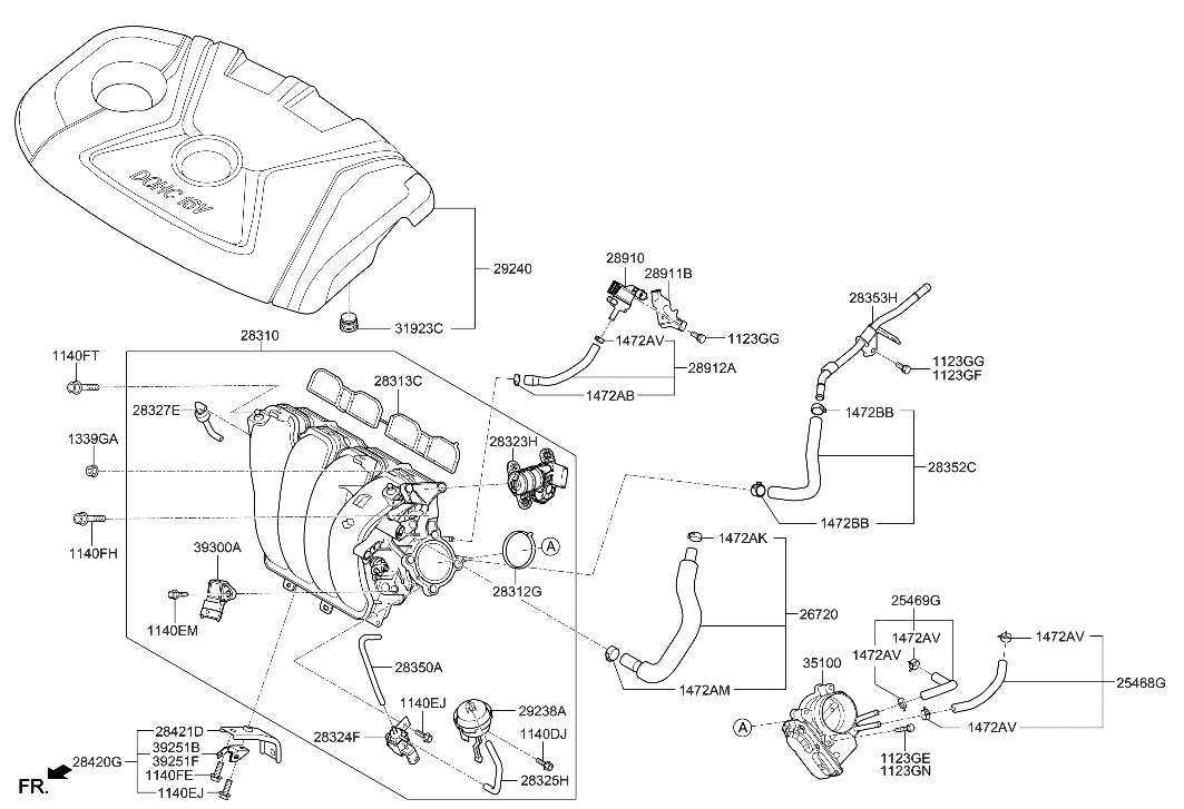 28912-2E000 Genuine Hyundai Hose-Pcsv