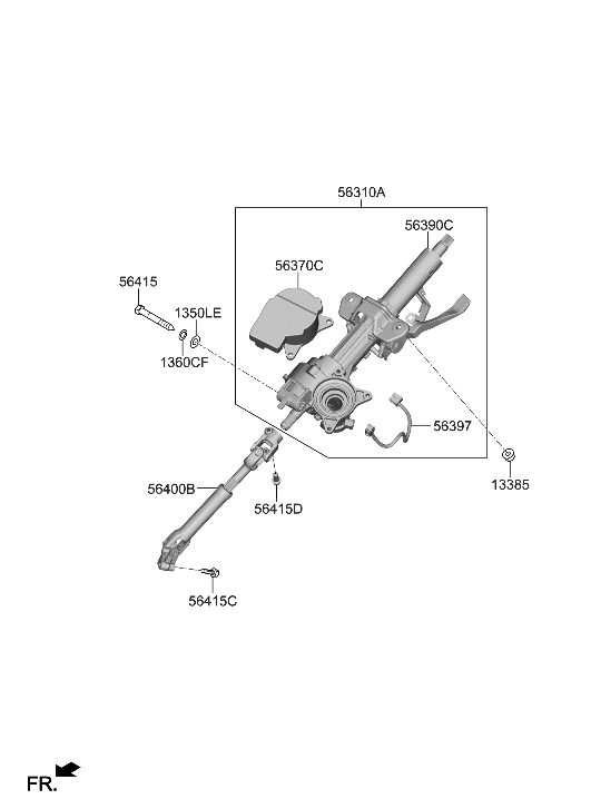 56390-N9100 Genuine Hyundai COLUMN & HOUSING ASSY