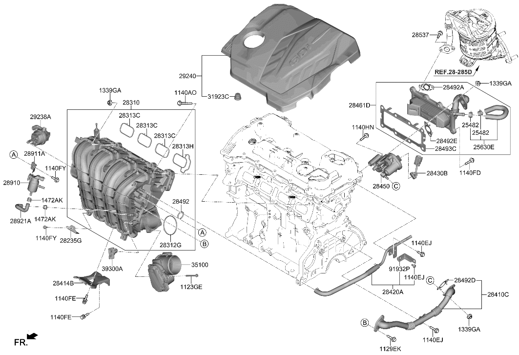 25474-2S000 Genuine Hyundai Hose Assembly-EGR Cooler