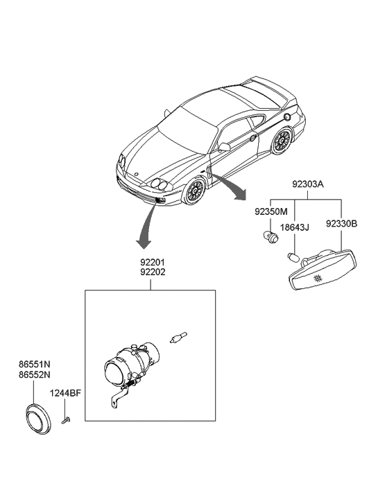92303-2C700 Genuine Hyundai Lamp Assembly-Side Repeater