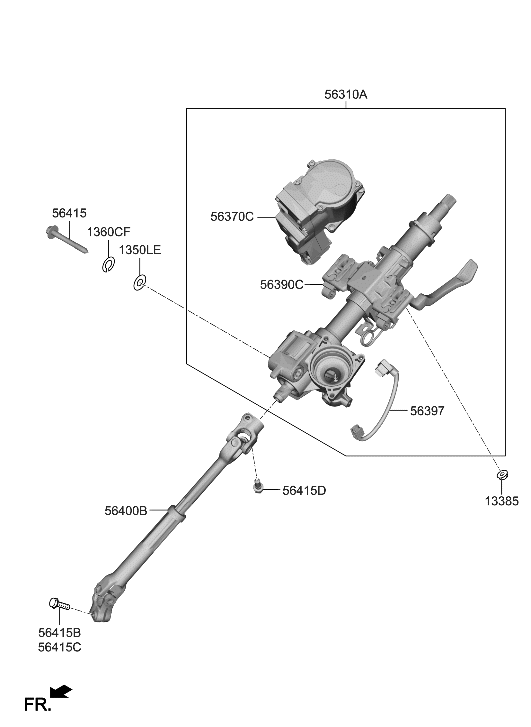 56390-S2000 Genuine Hyundai Column & Housing Assembly