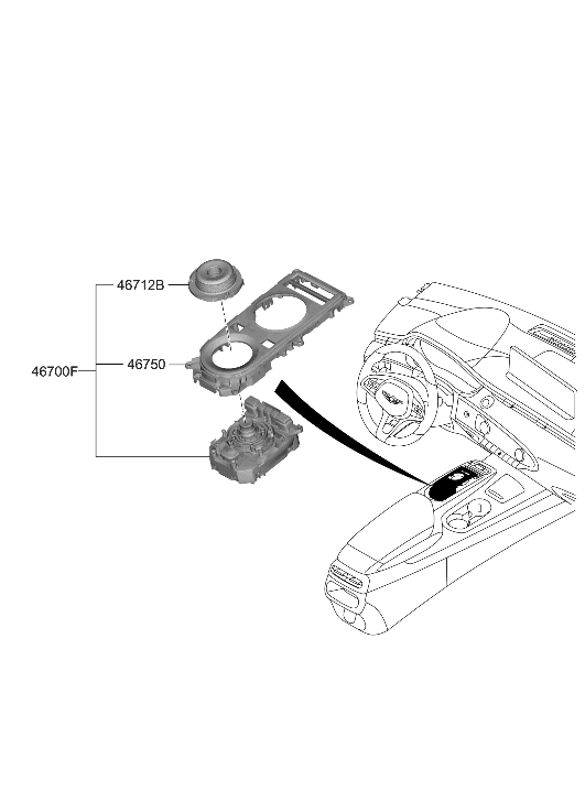 467W0-DS200 Genuine Hyundai LEVER COMPLETE-SHIFT BY WIRE