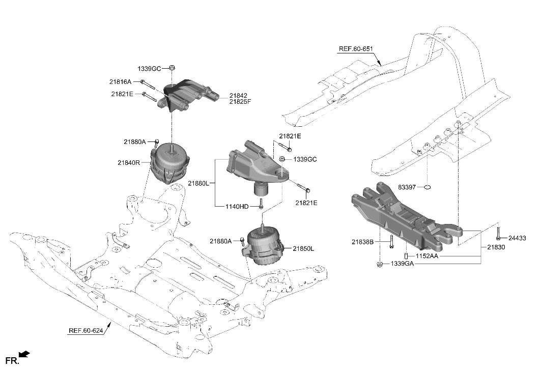21825-T4250 Genuine Hyundai BRACKET-ENGINE MTG SUPPORT