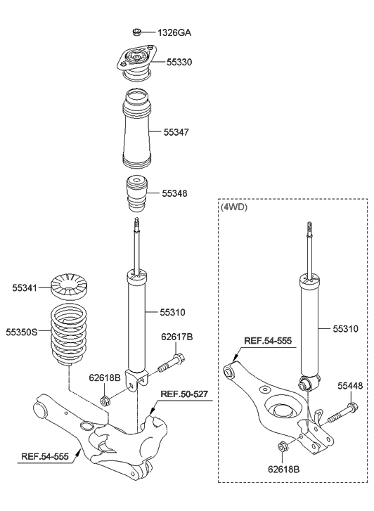 55311-2S850 Genuine Hyundai Rear Shock Absorber Assembly