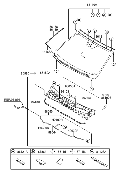 86110-3Q000 Genuine Hyundai Windshield Glass Assembly