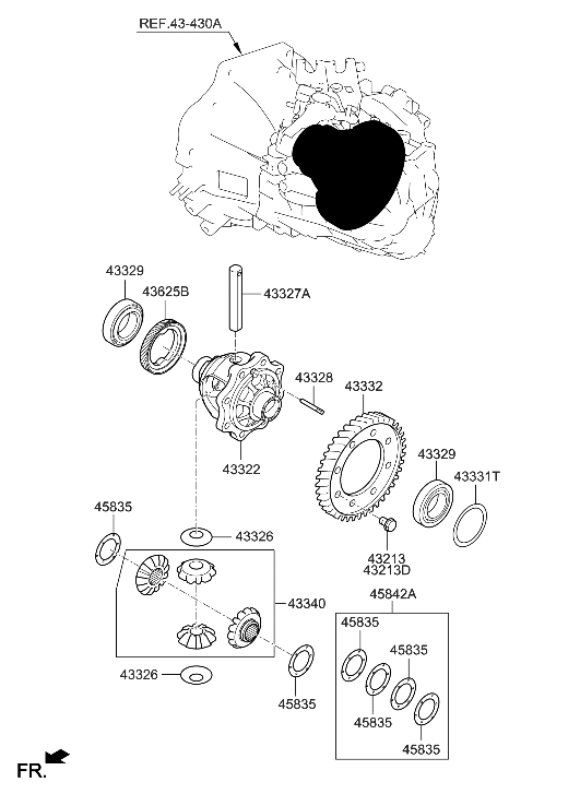 43329-26AA5 Genuine Hyundai BEARING-TAPER ROLLER