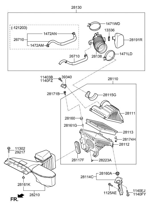 26710-3C350 Genuine Hyundai Hose Assembly-Breather