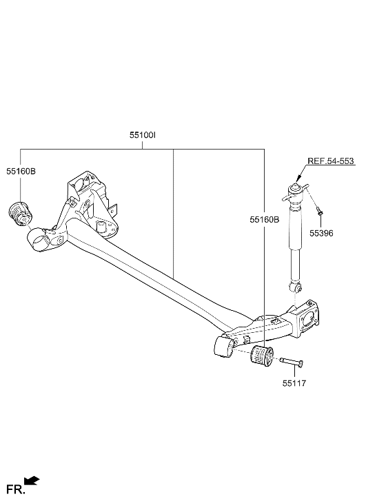 55100-G7100 Genuine Hyundai Torsion Axle Complete
