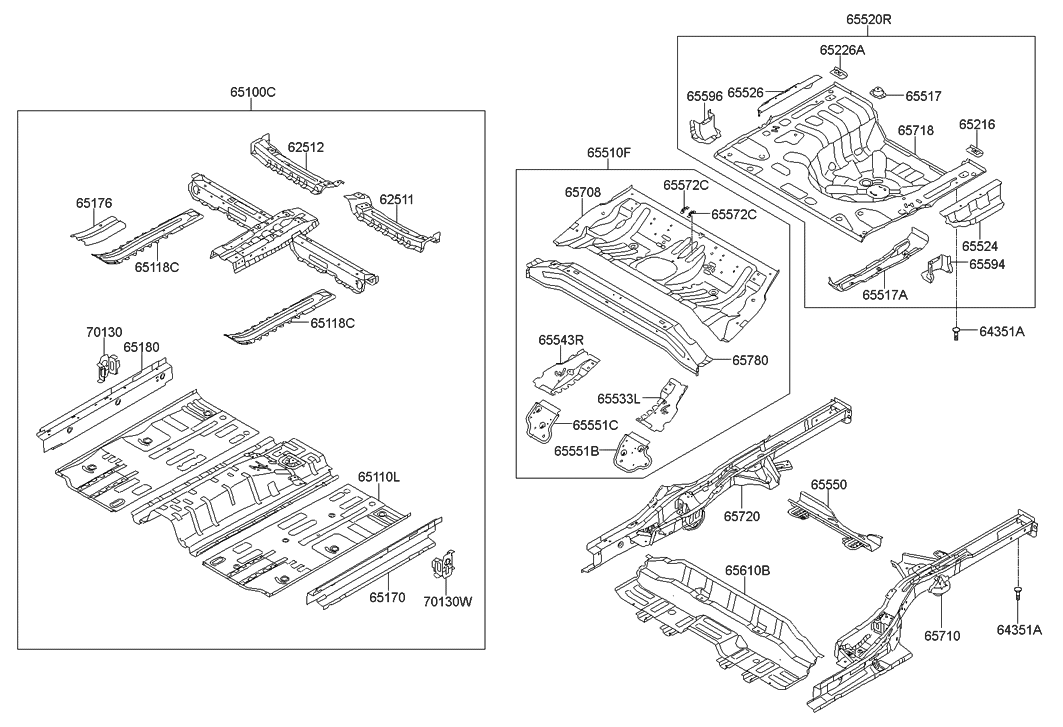 65720-3X012 Genuine Hyundai Member Assembly-Rear Floor Side,RH