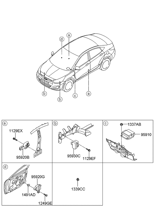 95910-1R200 Genuine Hyundai Module Assembly-Air Bag Control
