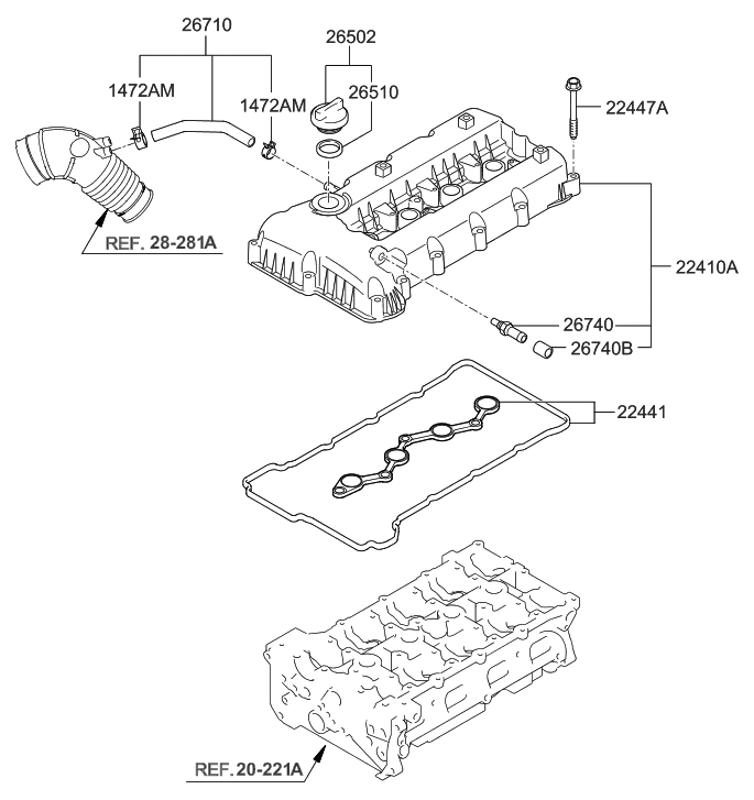 26710-2C400 Genuine Hyundai Hose Assembly-Breather