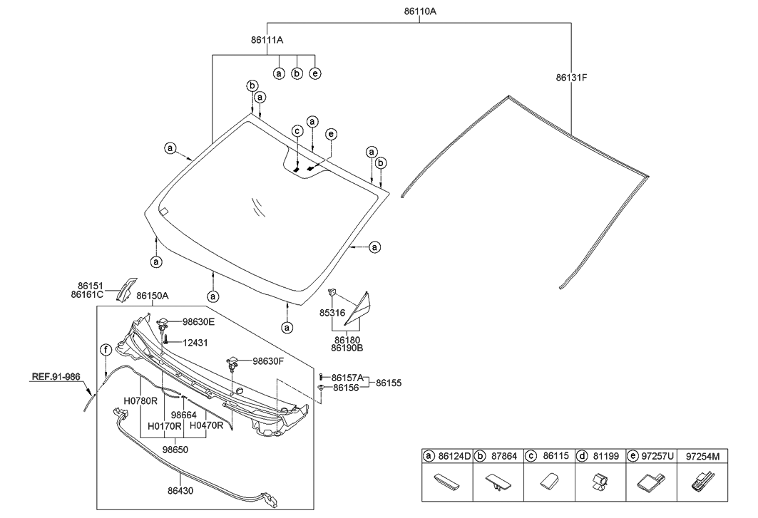 86111-3X330 Genuine Hyundai Windshield Glass Assembly