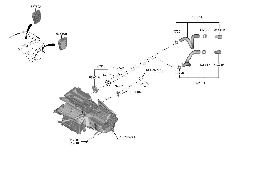 97311-K9000 Genuine Hyundai Hose Assembly-Water Inlet