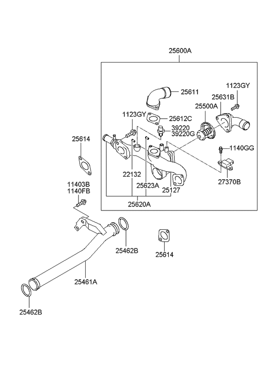25622-39511 Genuine Hyundai Housing-Thermostat