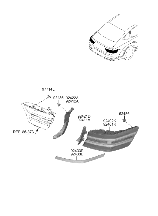 92436-T1000-NEB Genuine Hyundai GARNISH-RR COMBINATION LAMP,RH
