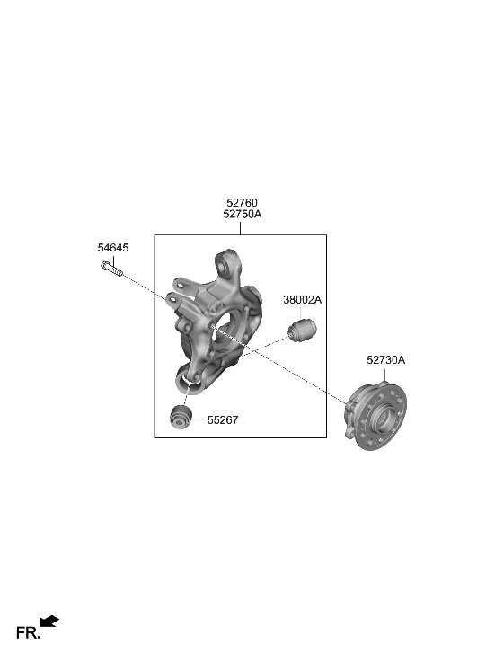 52711-JI000 Genuine Hyundai CARRIER ASSY-REAR AXLE,RH