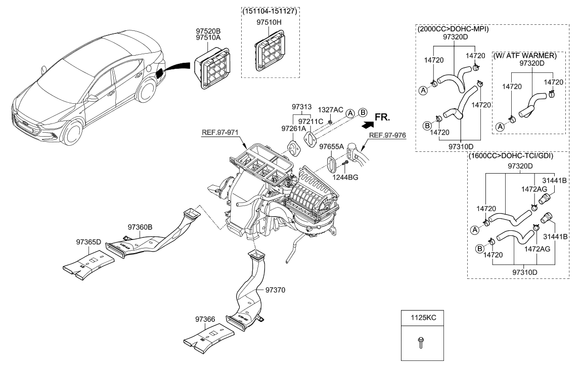 97311-F2200 Genuine Hyundai Hose Assembly-Water Inlet