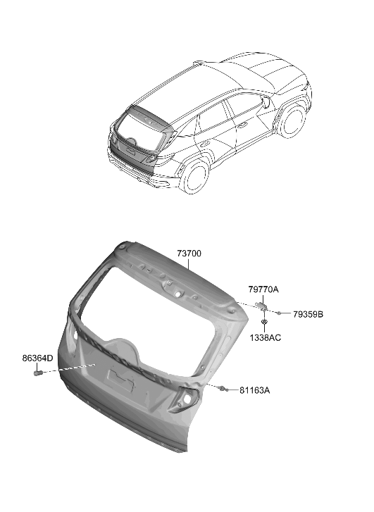 72800-N9220 Genuine Hyundai Panel Assembly-Tail Gate