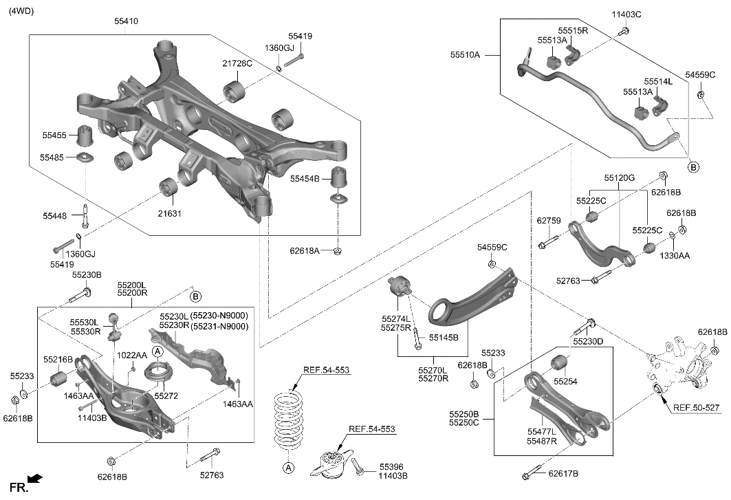 55270-N9000-AS Genuine Hyundai ARM ASSY-RR TRAILING ARM,LH