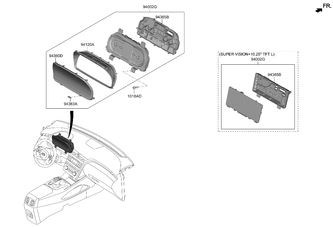 94001-P0020 Genuine Hyundai CLUSTER ASSY-INSTRUMENT