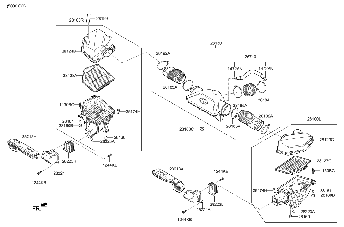 28122-B1010 Genuine Hyundai Cleaner Assembly-Air,RH