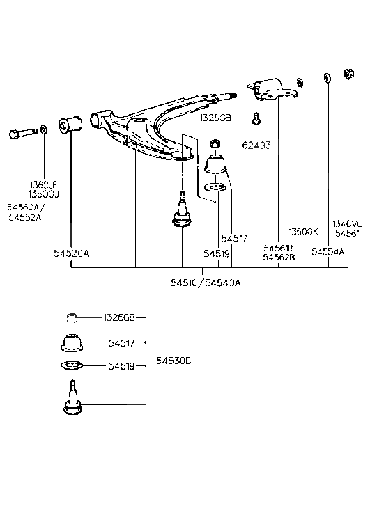 54584-29000 Genuine Hyundai Bracket-Lower Arm Mounting,RH