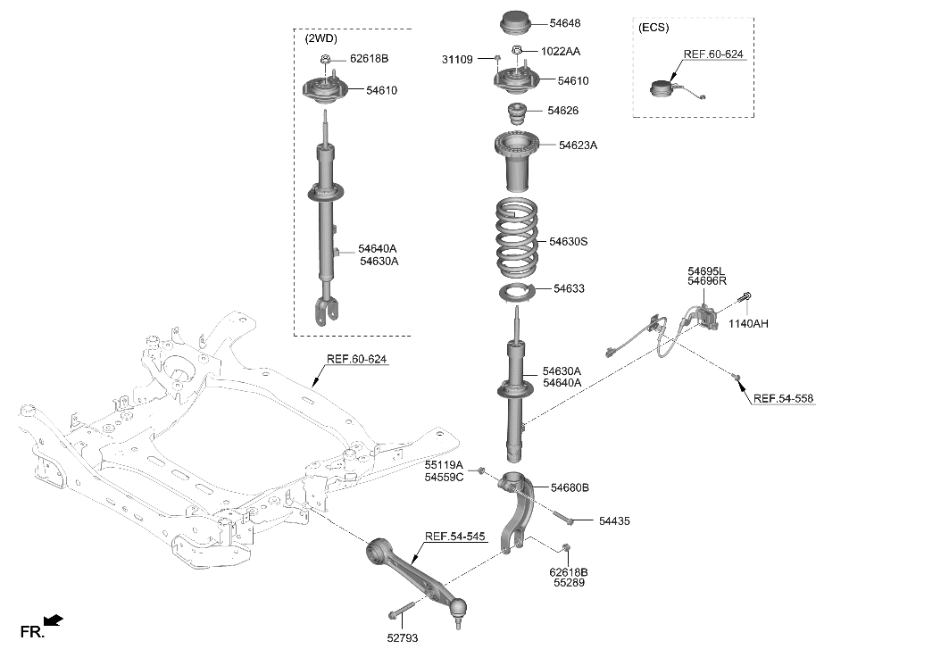 54605-T6270 Genuine Hyundai SHOCK ABSORBER ASSY-FRONT,LH