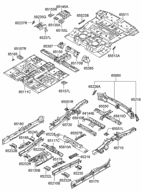 Floor Panel - 2006 Hyundai Santa Fe New Body Style - Produced Before ...