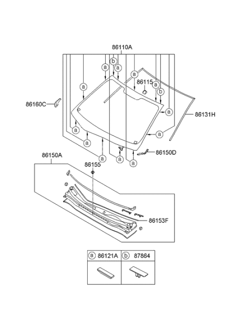 Windshield Glass - 2006 Hyundai Elantra New Body Style (Produced Before ...