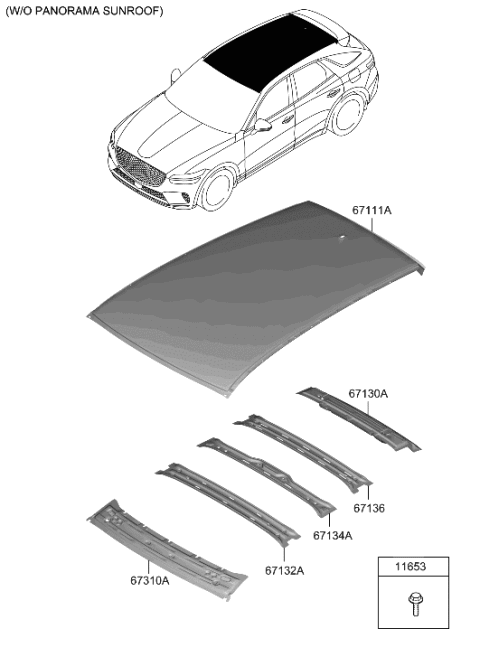 67111-AR050 Genuine Hyundai PANEL-ROOF