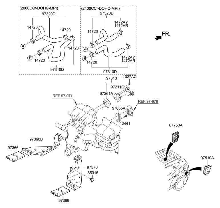 2014 Hyundai Tucson Heater System-Duct & Hose