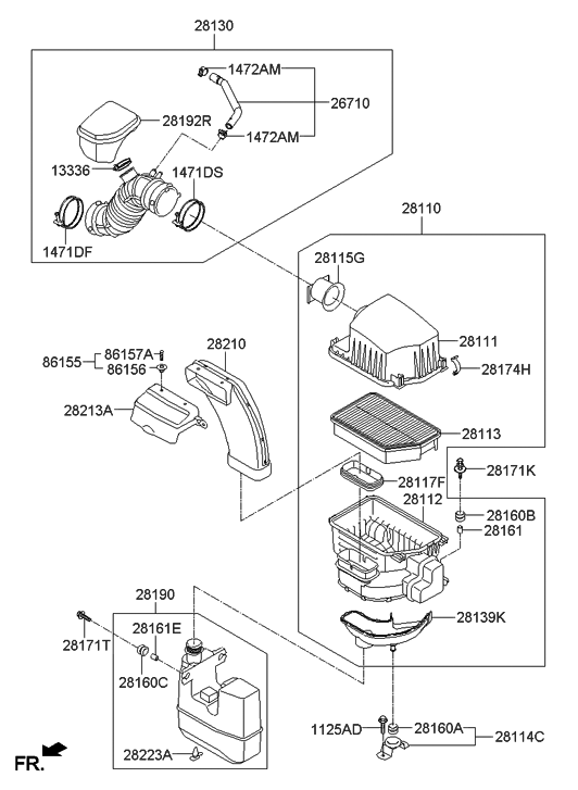 28130-2S800 - Genuine Hyundai HOSE ASSEMBLY-AIR INTAKE