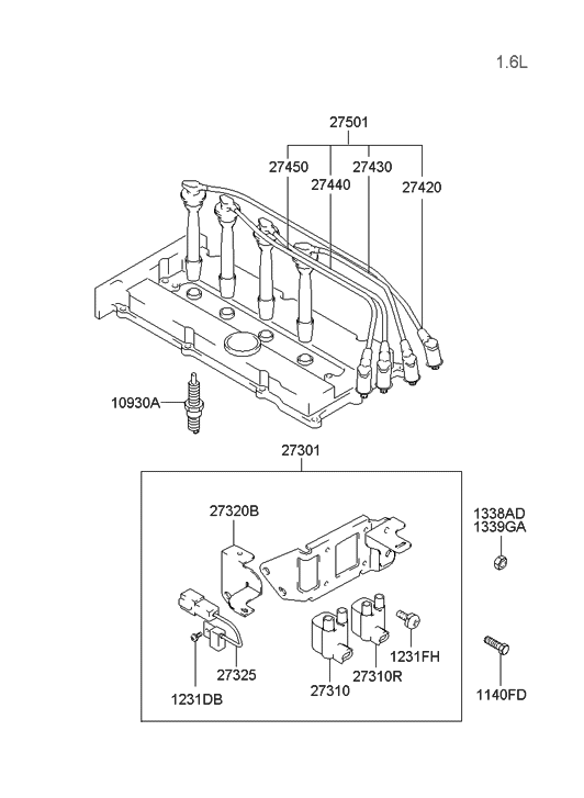27310-22600 - Genuine Hyundai COIL-IGNITION,RH