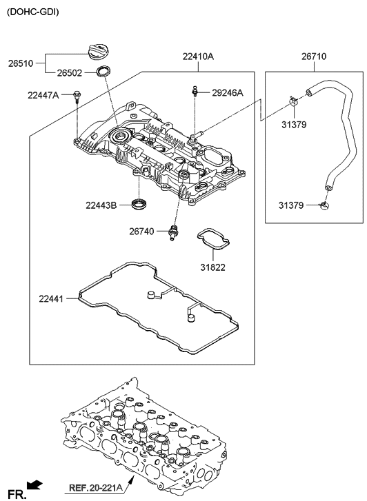 22441-2E000 - Genuine Hyundai GASKET-ROCKER COVER