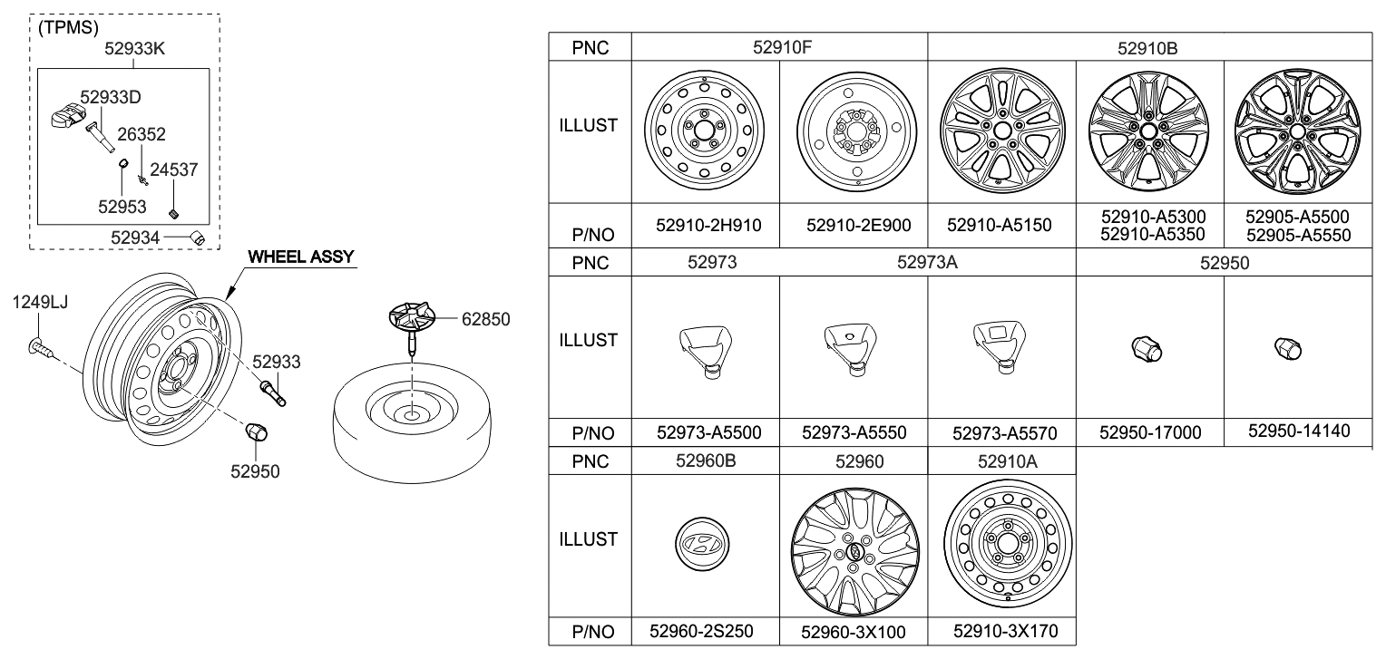 52950-14140 - Genuine Hyundai NUT-HUB