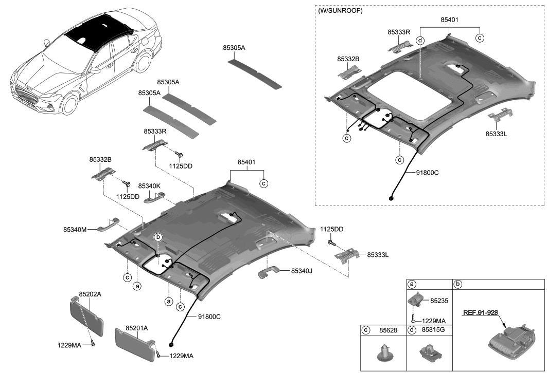 2019 Hyundai Genesis G70 Sunvisor & Head Lining