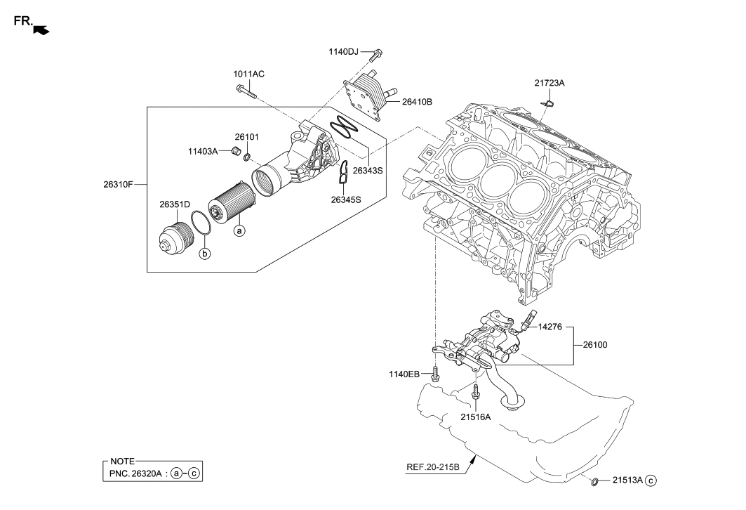 26310-3LTA0 - Genuine Hyundai FILTER ASSEMBLY-OIL