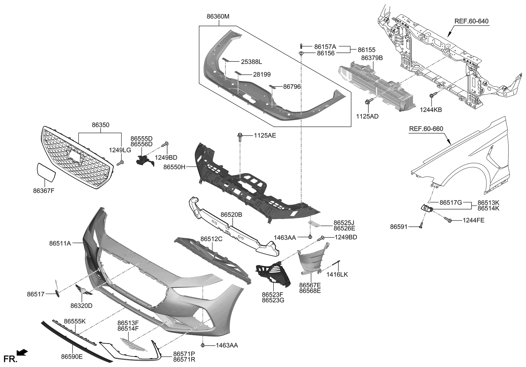 86513-G9000 - Genuine Hyundai BRACKET-FRONT BUMPER SIDE,LH