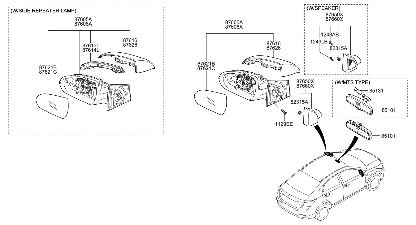 87614-H9000 - Genuine Hyundai LAMP ASSEMBLY-OUTSIDE MIRROR,LH
